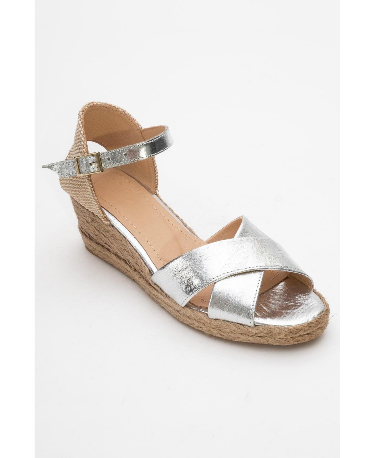 Click here for Miria Leather Platform Espadrille (Women) - Silver... prices