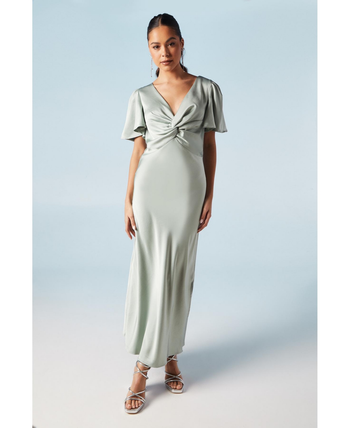 Click here for Oasis Satin Midi Bridesmaids Dress - Sage prices