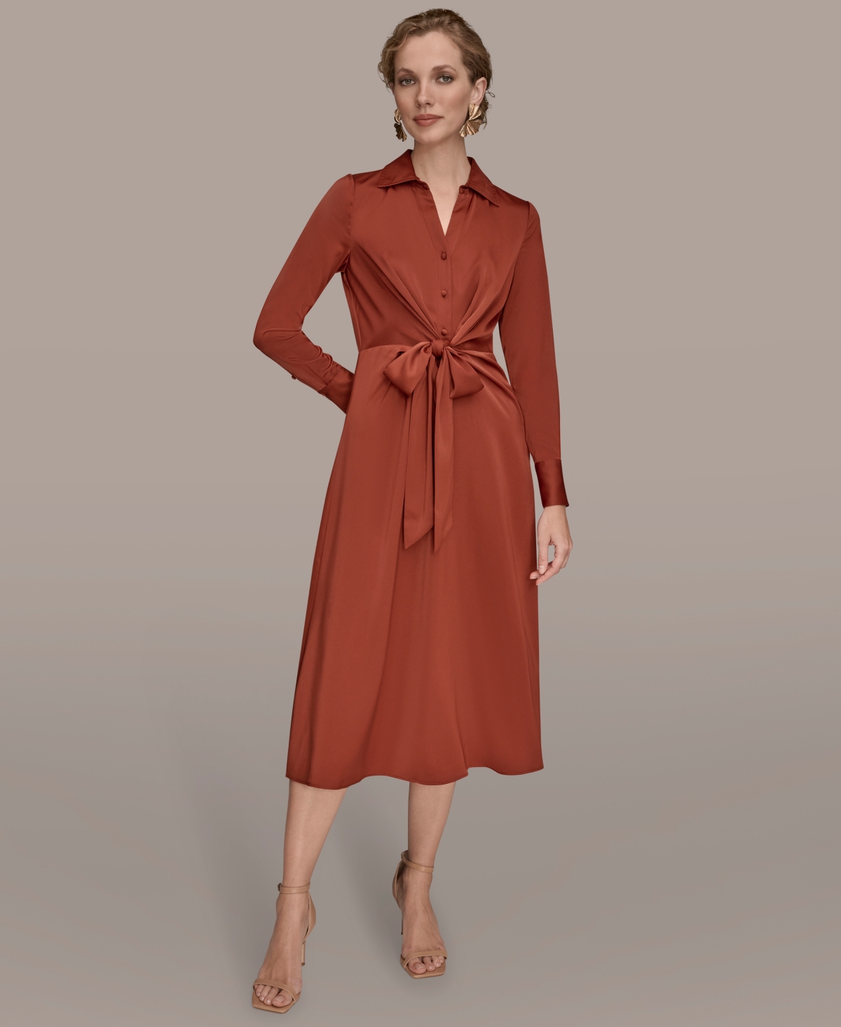 Click here for Donna Karan New York Womens Tie Front Shirt Dress... prices