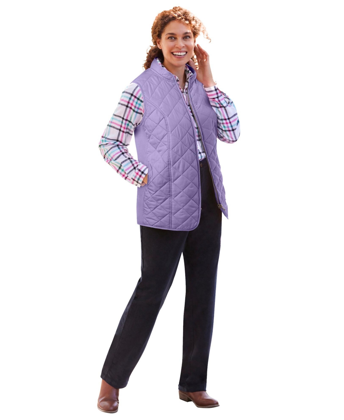 Click here for Woman Within Plus Size Zip-Front Quilted Vest - So... prices