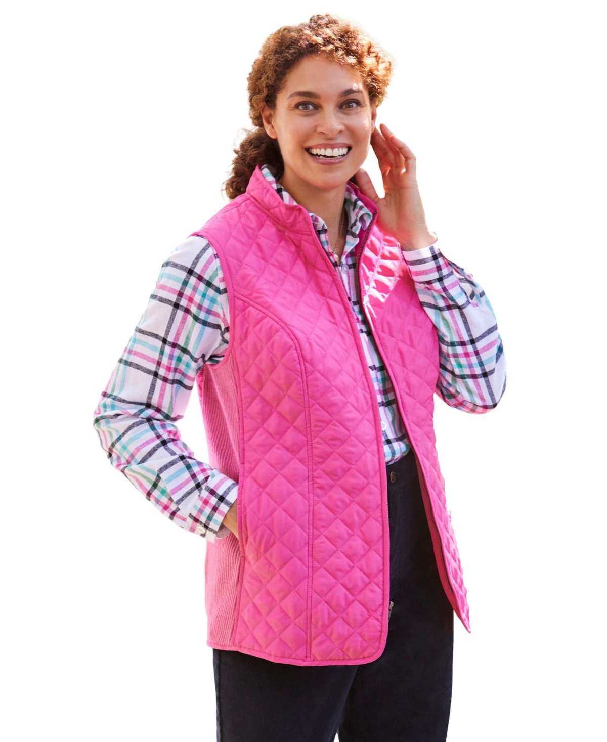 Click here for Woman Within Plus Size Zip-Front Quilted Vest - Ra... prices