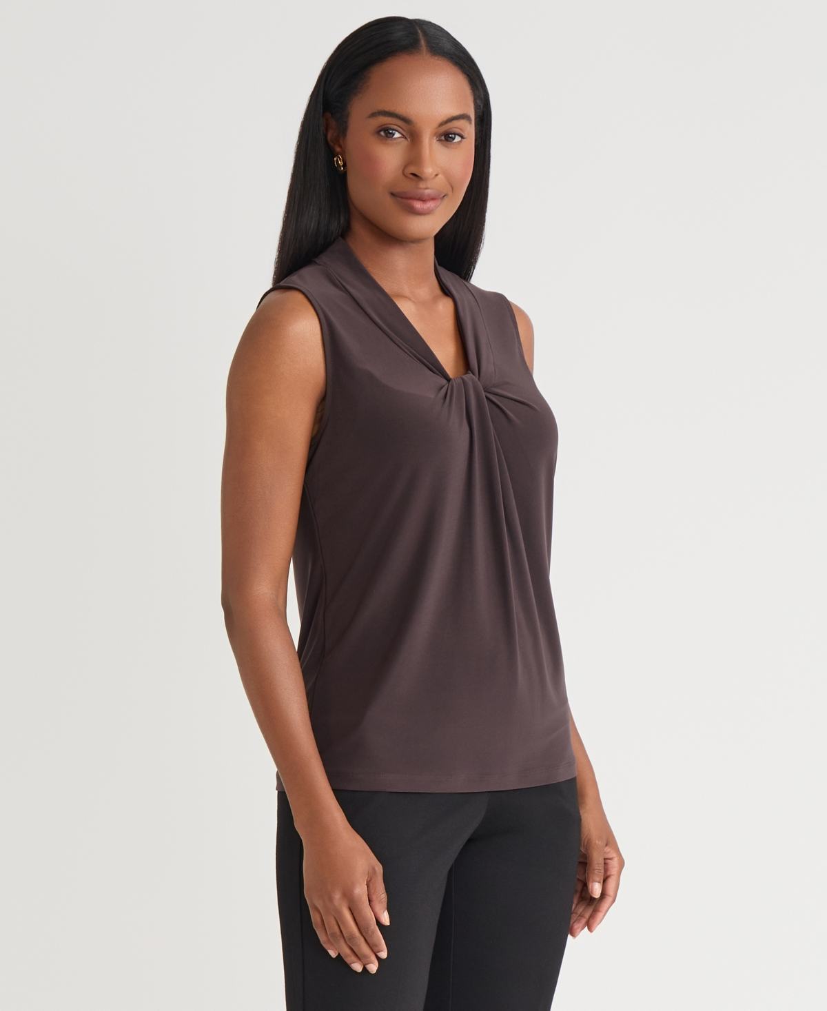 Click here for Kasper Womens Sleeveless Knot Front Jersey Top - R... prices