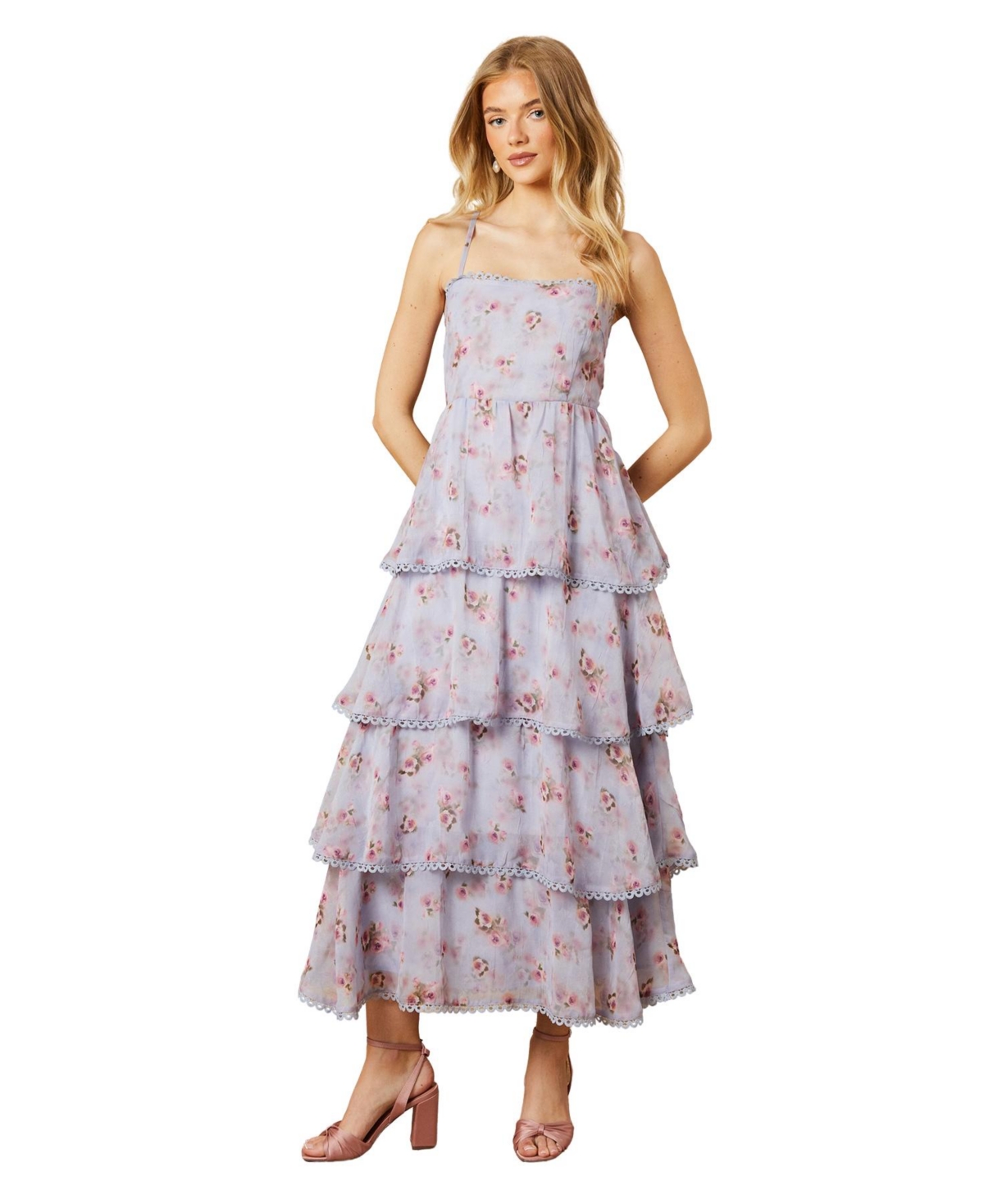 Click here for Oasis Womens Tiered Spaghetti Strap Maxi Dress - P... prices