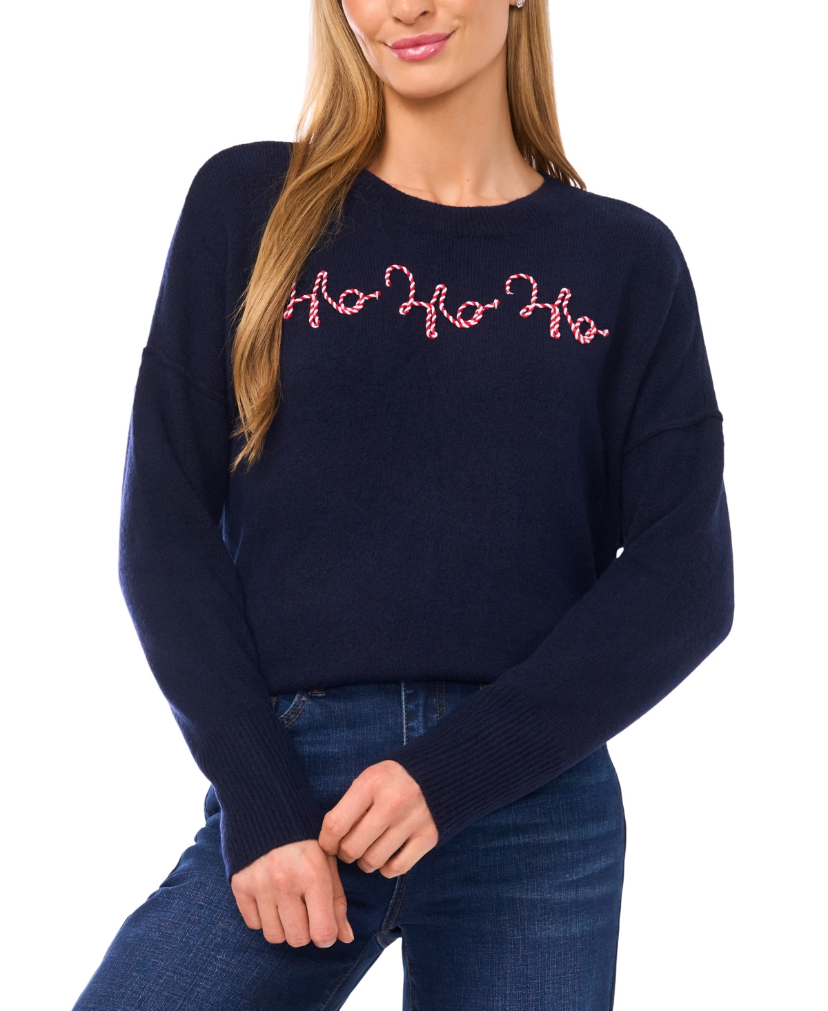 Click here for CeCe Womens Ho Ho Ho Crewneck Sweater - Classic Na... prices