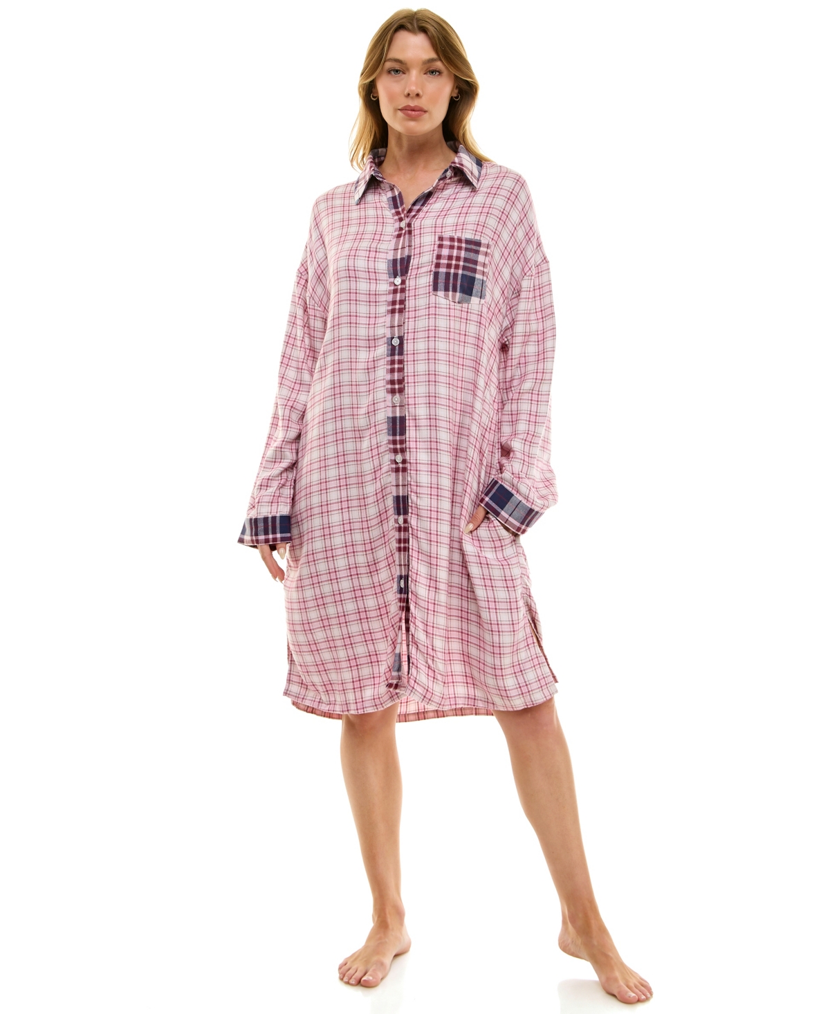 Click here for Roudelain Womens Collared Sleepshirt - Pink prices