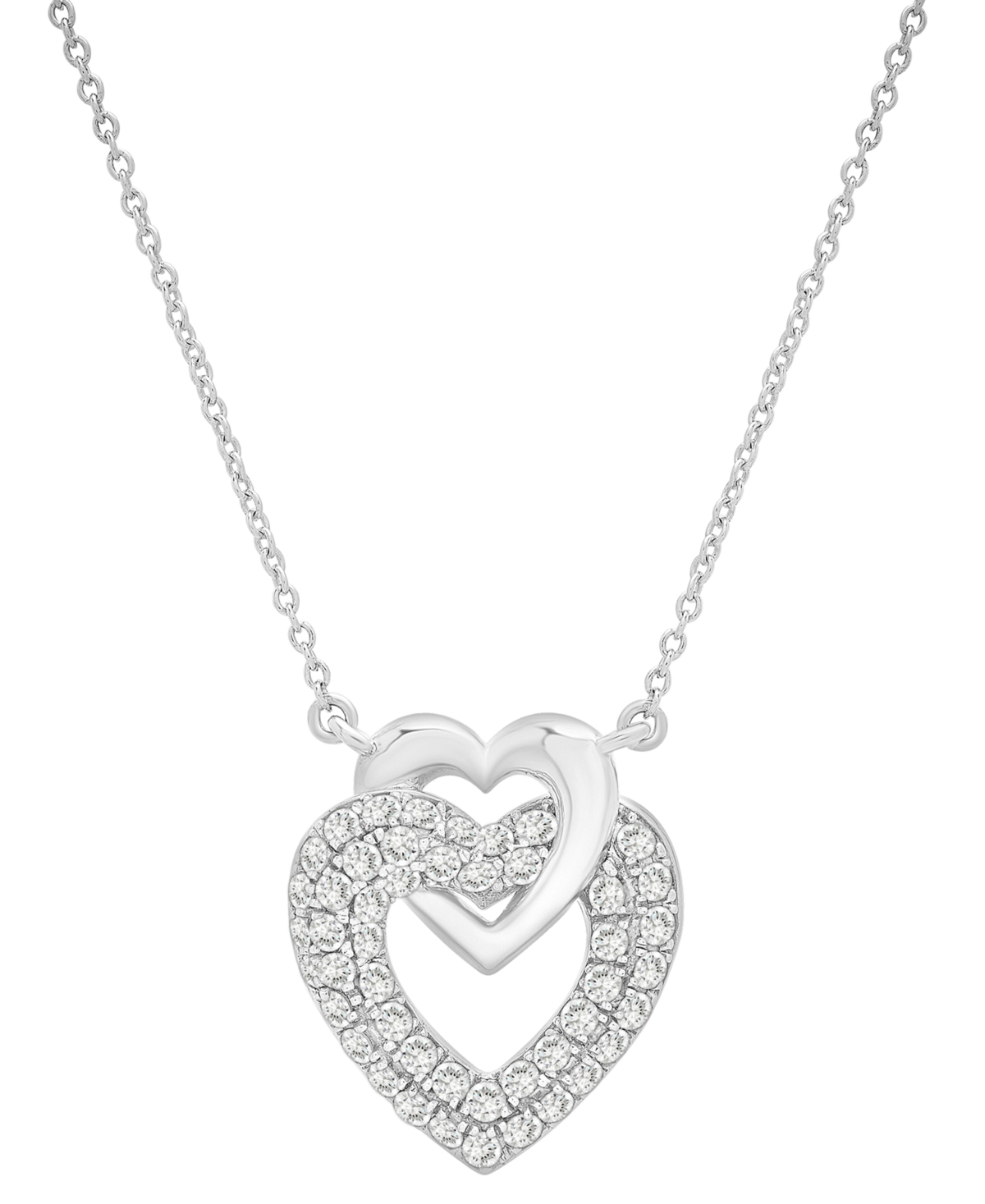 Click here for Diamond Double Heart Necklace (1/2 ct.t.w.) in Ste... prices