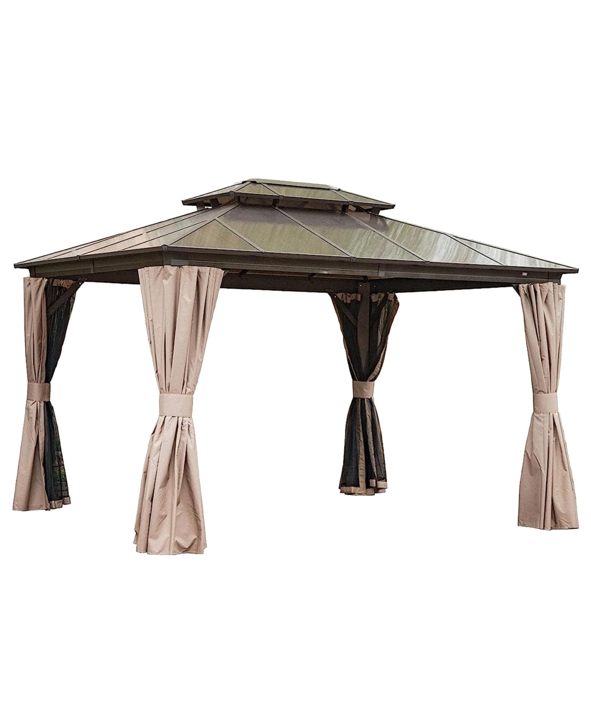 Click here for Clihome 11.9-ft x 9.77-ft Hardtop Gazebo Brown wit... prices