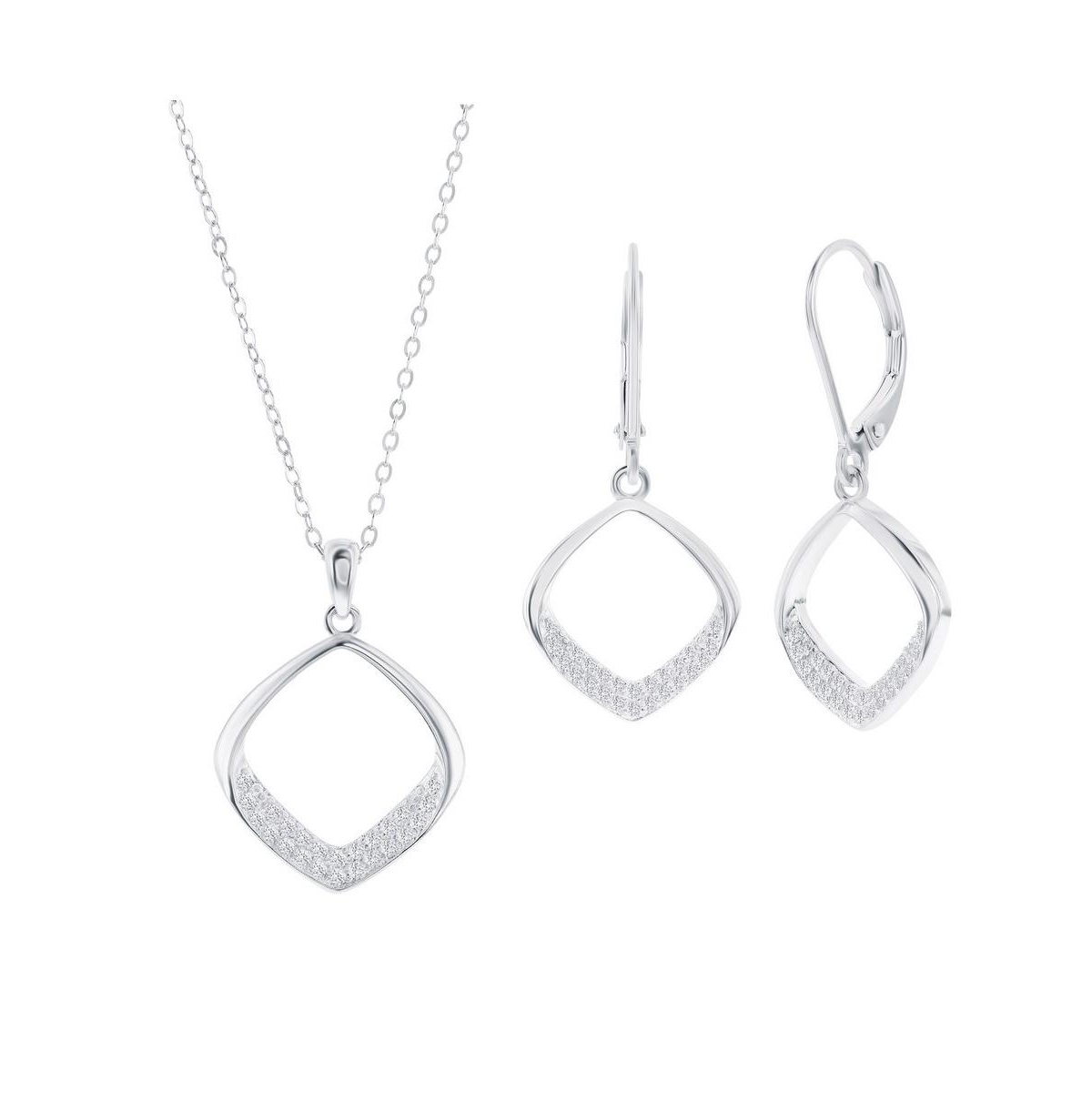Click here for Simona Sterling Silver  Pave Cz Oval-Shaped Neckla... prices