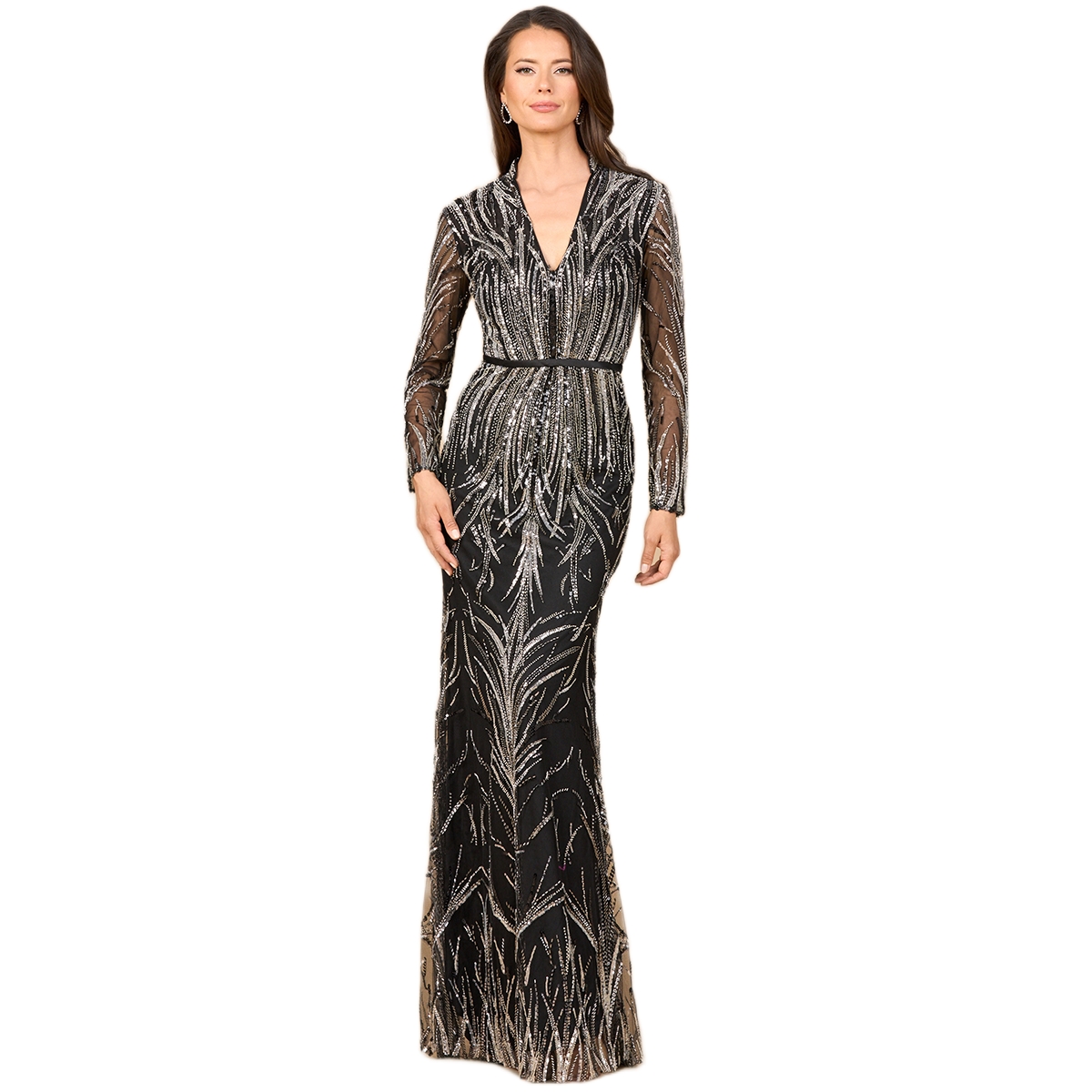 Click here for Lara Womens Mandarin V-Neck Gown with Long Sleeves... prices