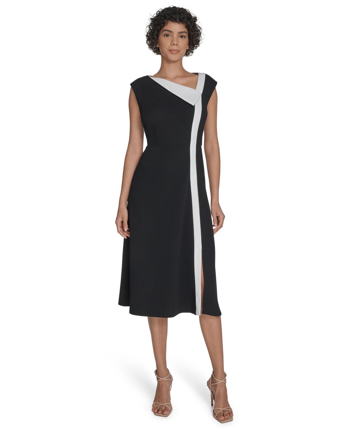 Click here for Calvin Klein Womens Colorblocked Midi Dress - Blac... prices
