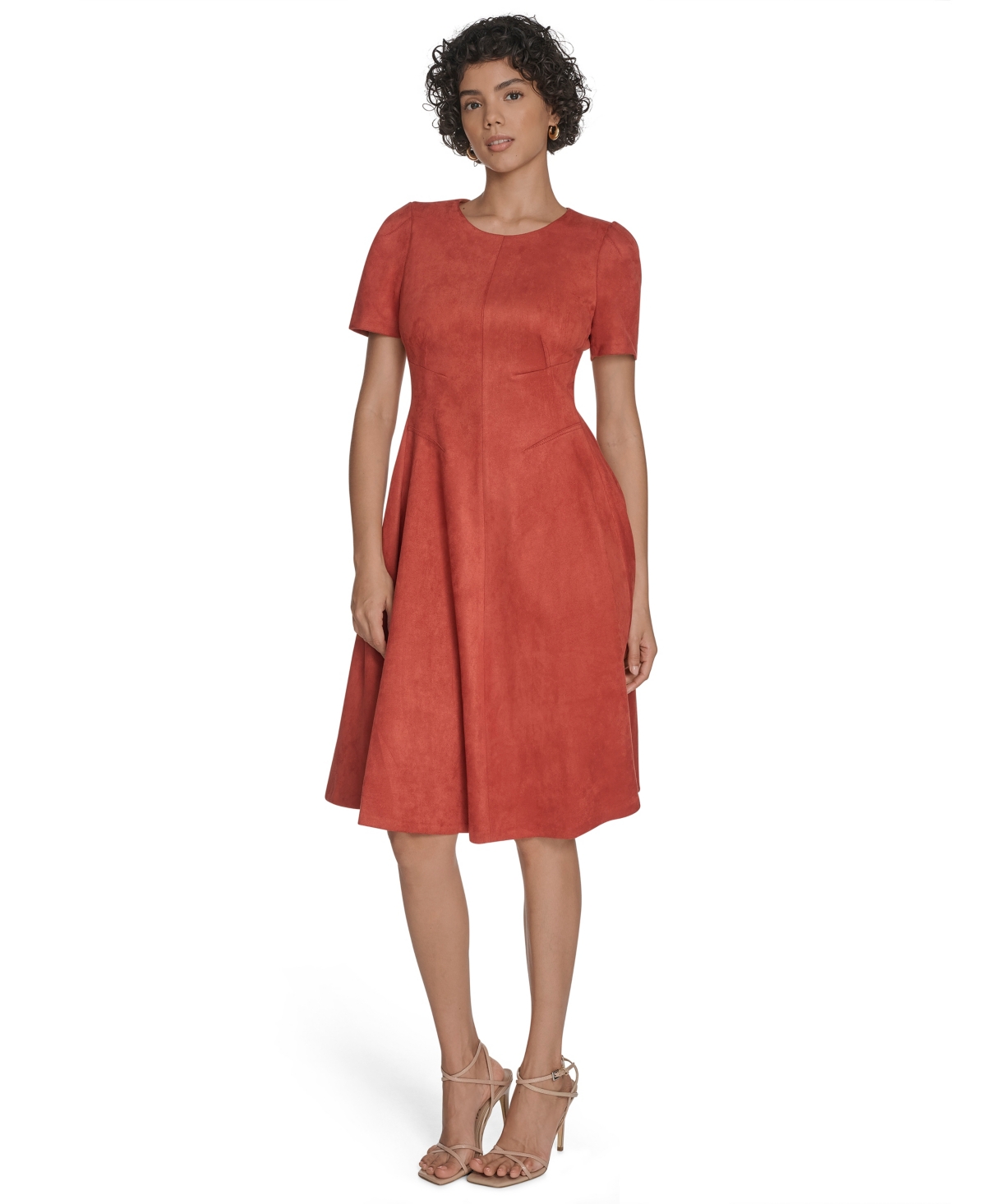 Click here for Calvin Klein Womens Fit and Flare Short Dress - Ch... prices