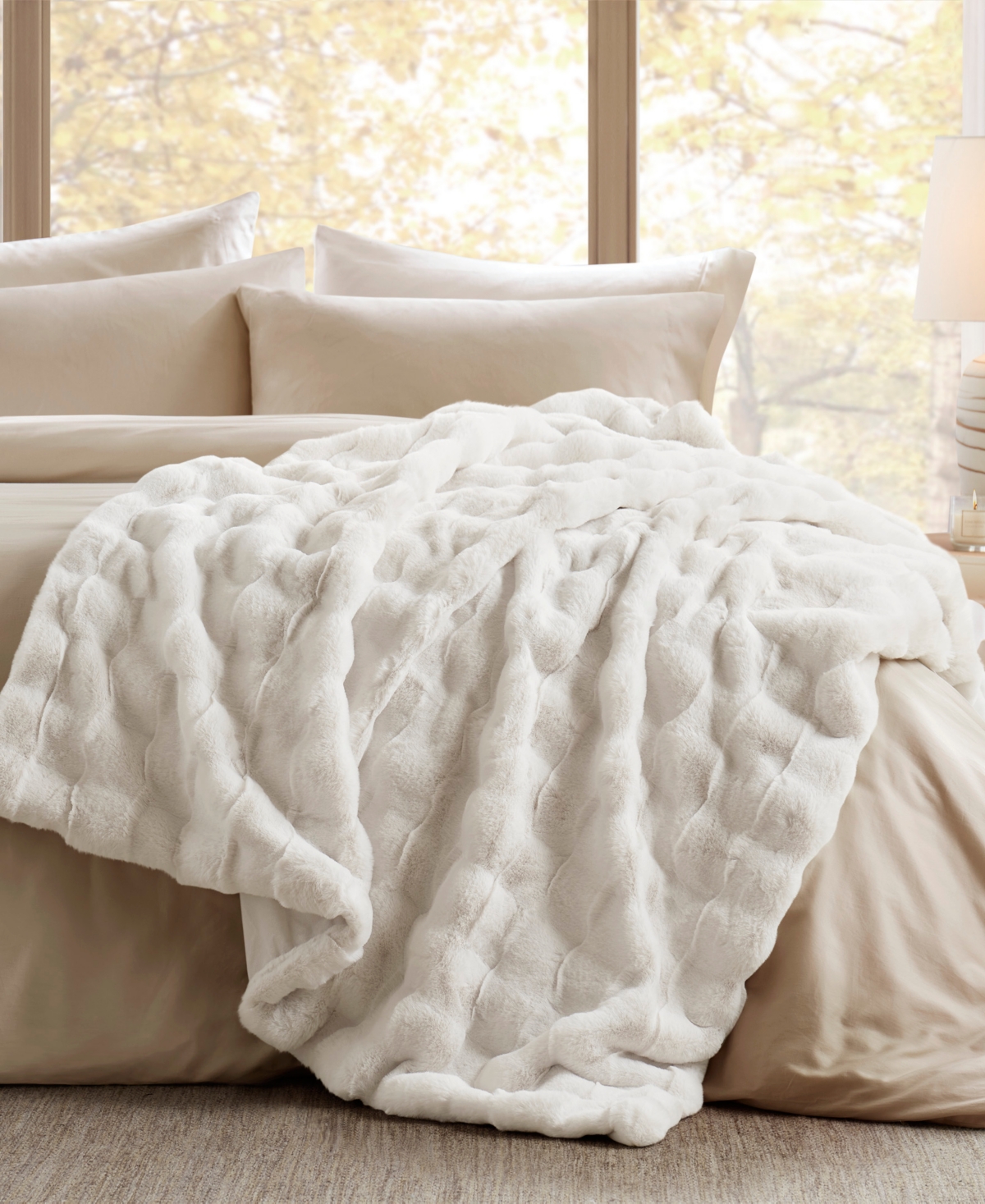 Click here for Madison Park Vivienne Faux Fur Throw  50 x 60 - Iv... prices