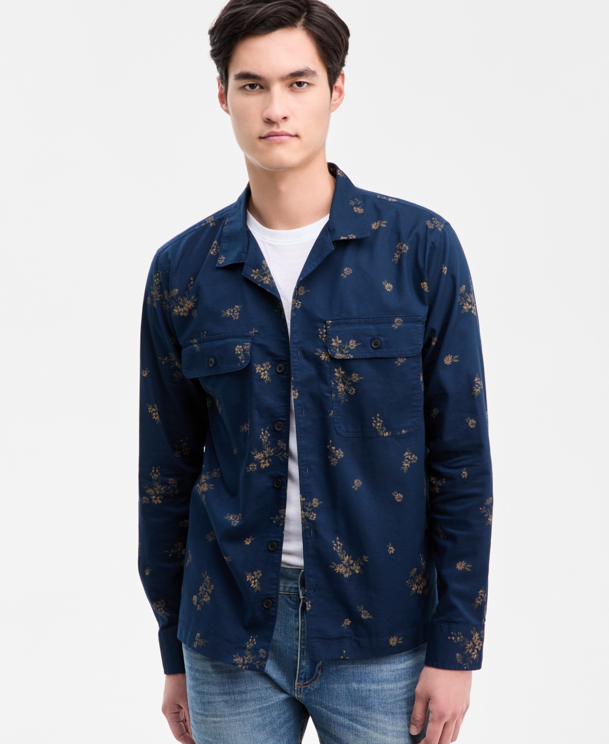 Click here for Sun + Stone Mens Floral Print Long-Sleeve Shirt  M... prices