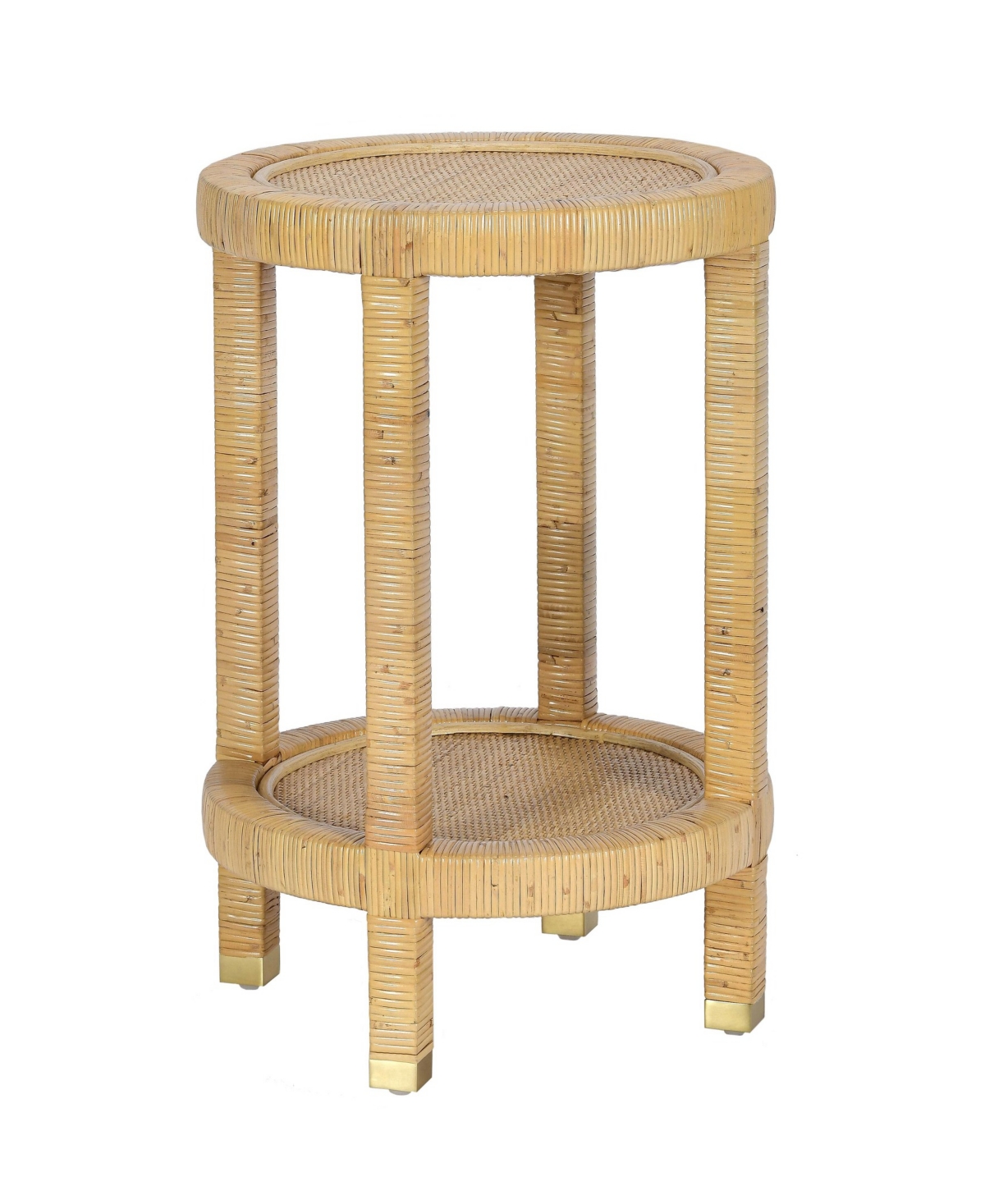 Click here for Tov Furniture 21.6 Amara Rattan Bold Brass Side Ta... prices