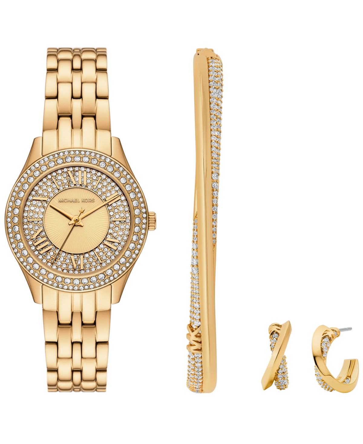 Click here for Michael Kors Womens Harlowe Three-Hand Gold-Tone S... prices