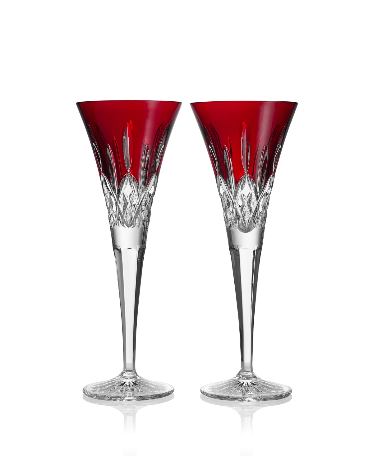 Waterford Lismore Red Toasting Flute  Set of 2 - Red