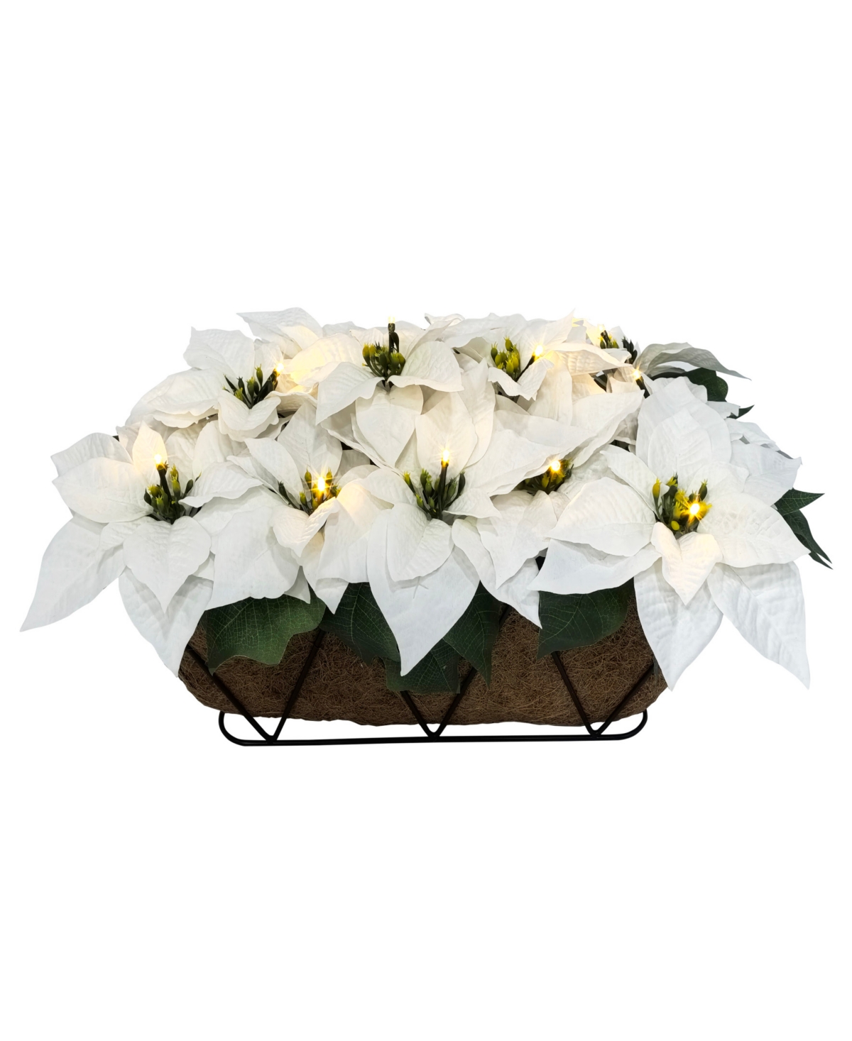 Click here for Puleo 24 Pre-Lit Artificial White Poinsettia Windo... prices