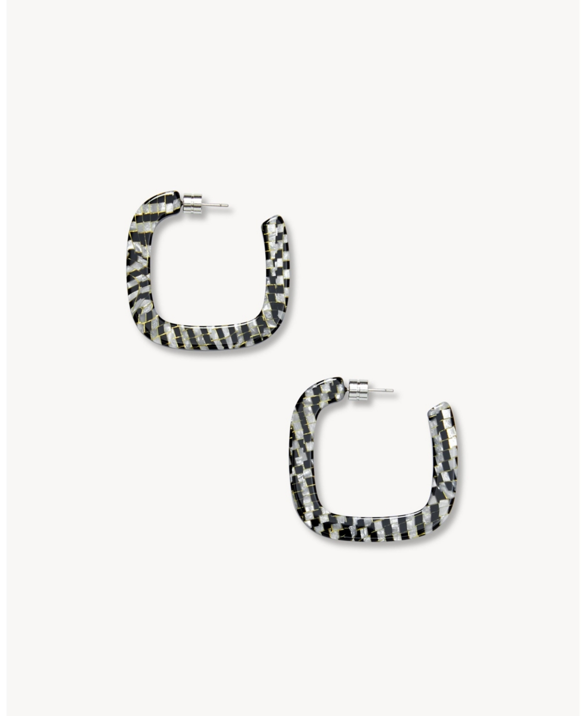Click here for Machete Midi Square Hoops - Perle noir prices