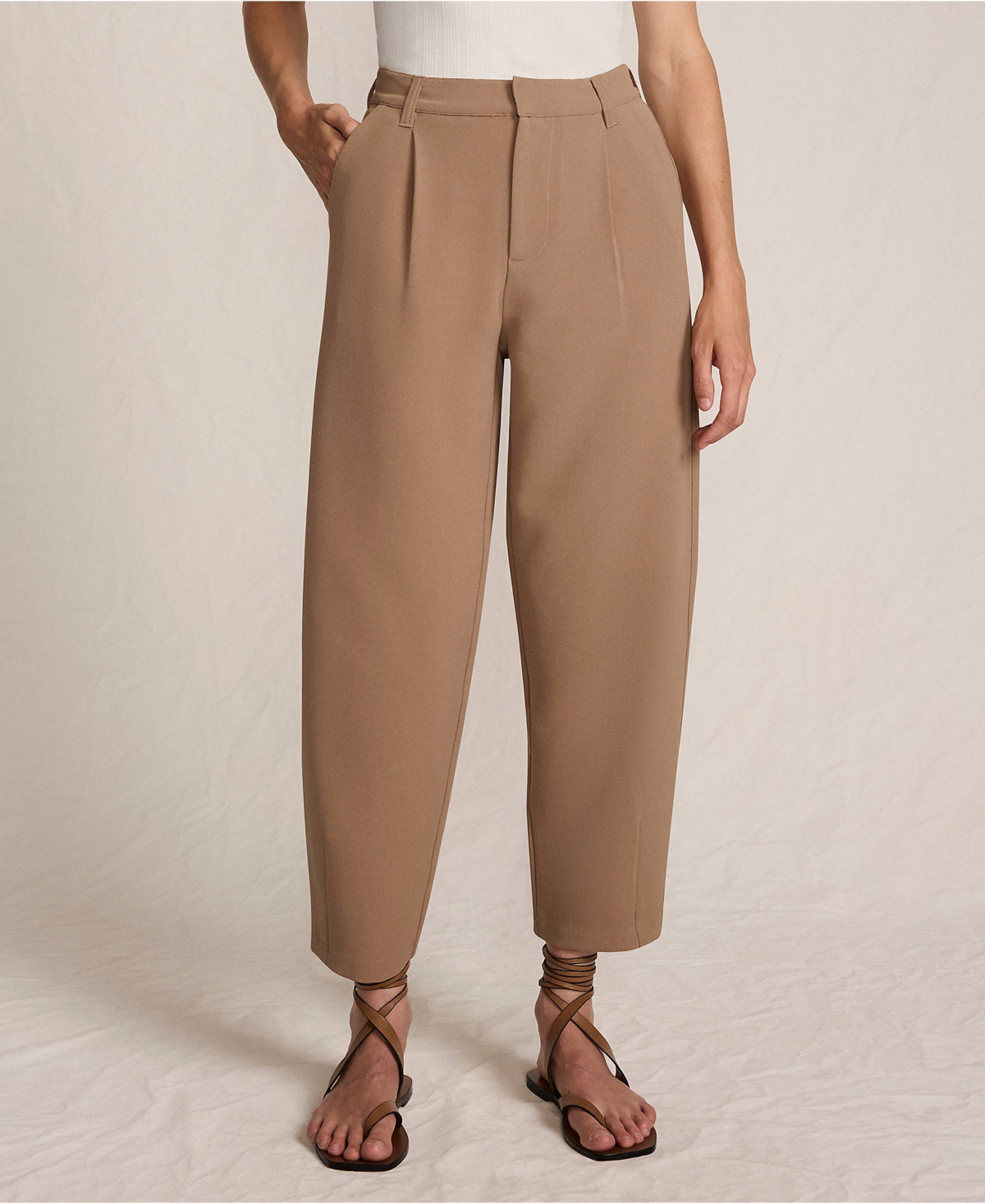 Click here for Lands End Womens Crepe High Rise Pleated Barrel Le... prices