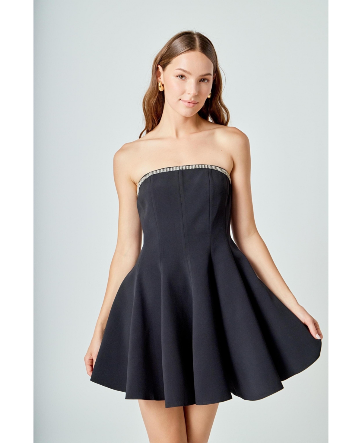 endless rose Womens Jewel Trim Flounced Mini Dress - Black