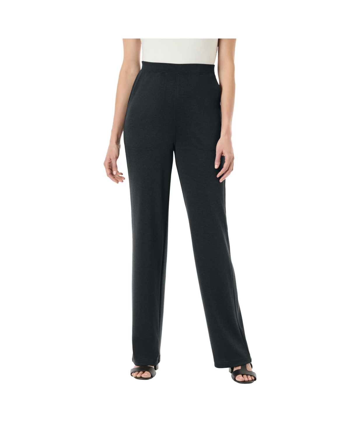 Click here for Woman Within Womens Within Wide-Leg Ponte Knit Pan... prices