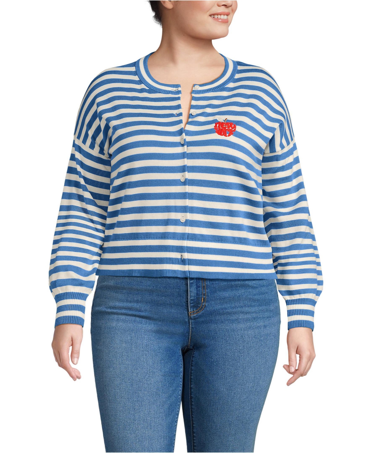 Click here for Lands End Plus Size Cropped Fine Gauge Crew Neck C... prices