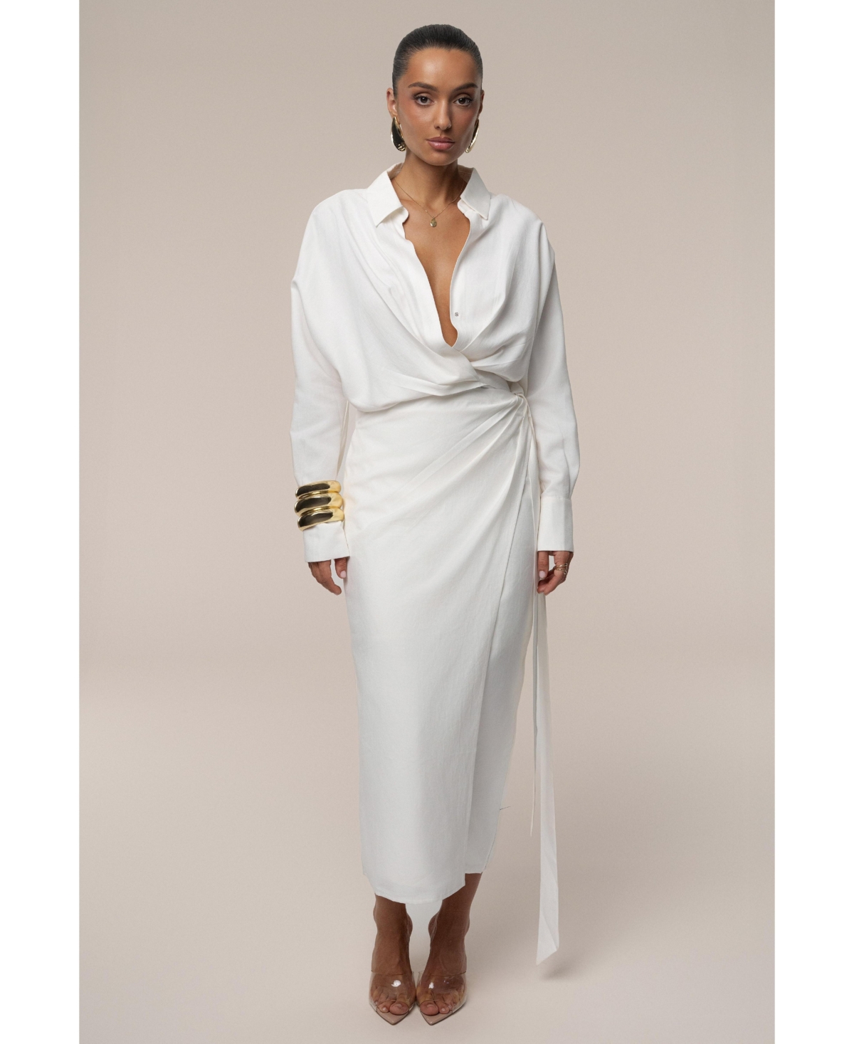 Click here for Jluxlabel Womens Skyline Wrap Midi Dress - Ivory prices