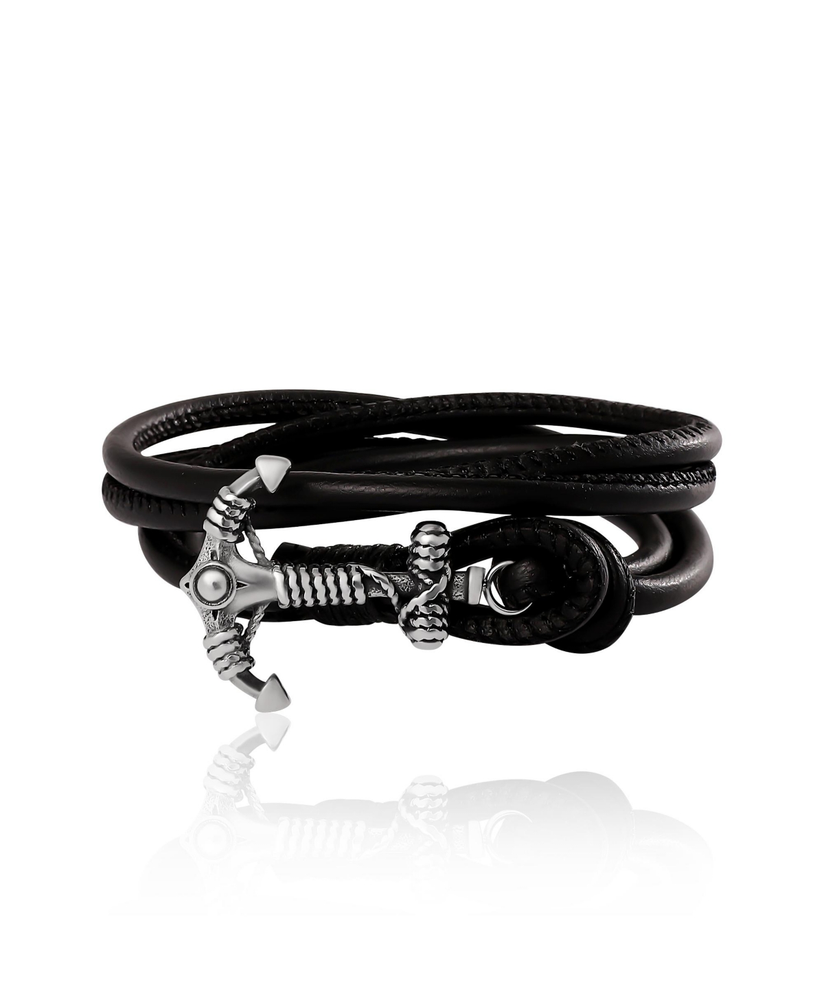 Click here for Lucky Brand Mens Black Leather Anchor Wrap Bracele... prices
