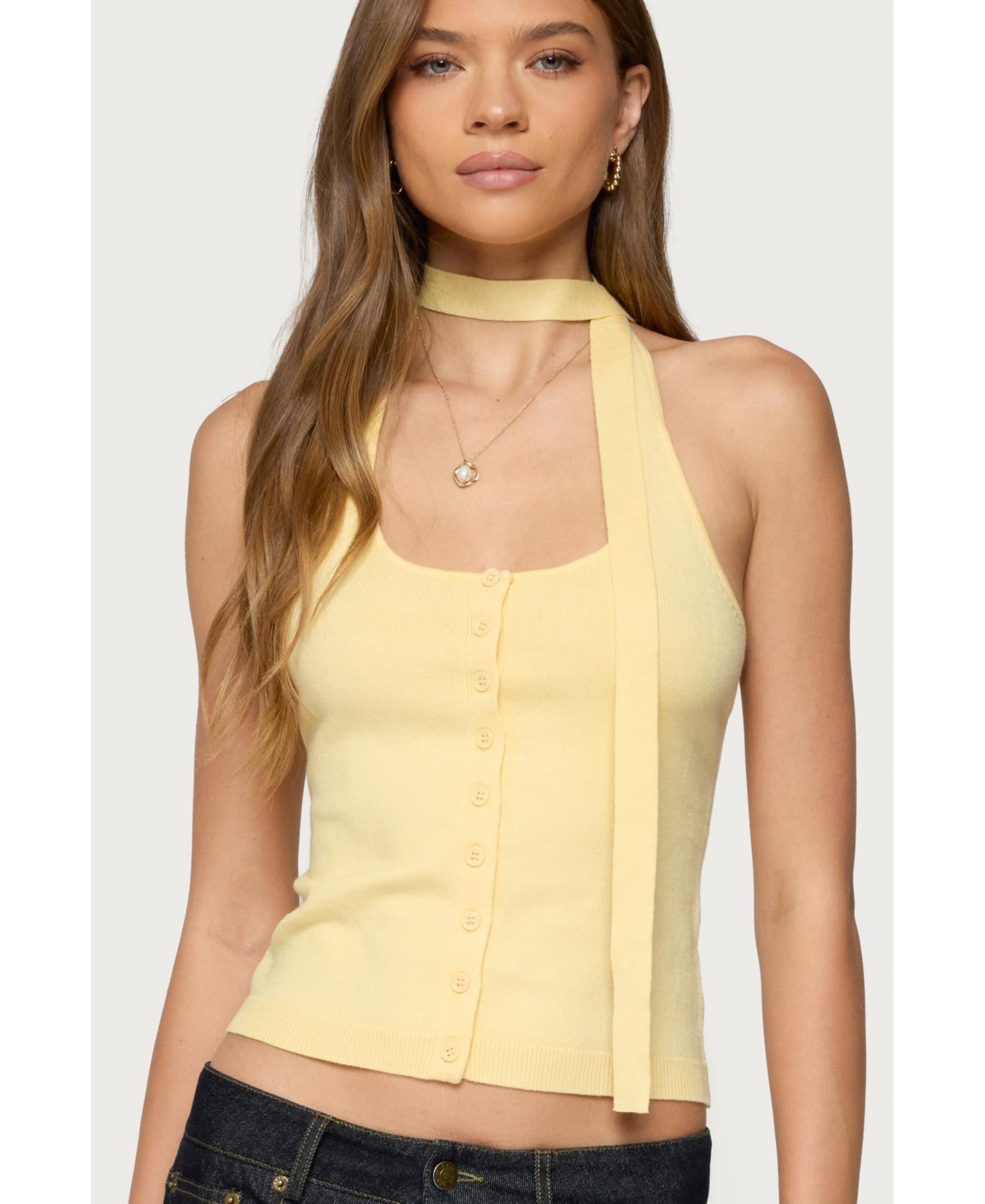 Click here for Edikted Womens Two Piece Knit Halter Top - Yellow prices