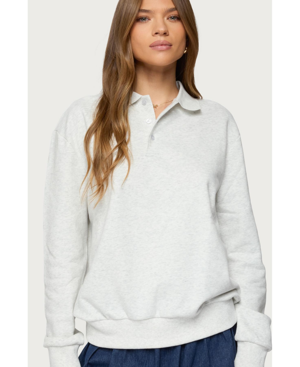 Click here for Edikted Womens Scholar Oversized Polo Sweatshirt -... prices