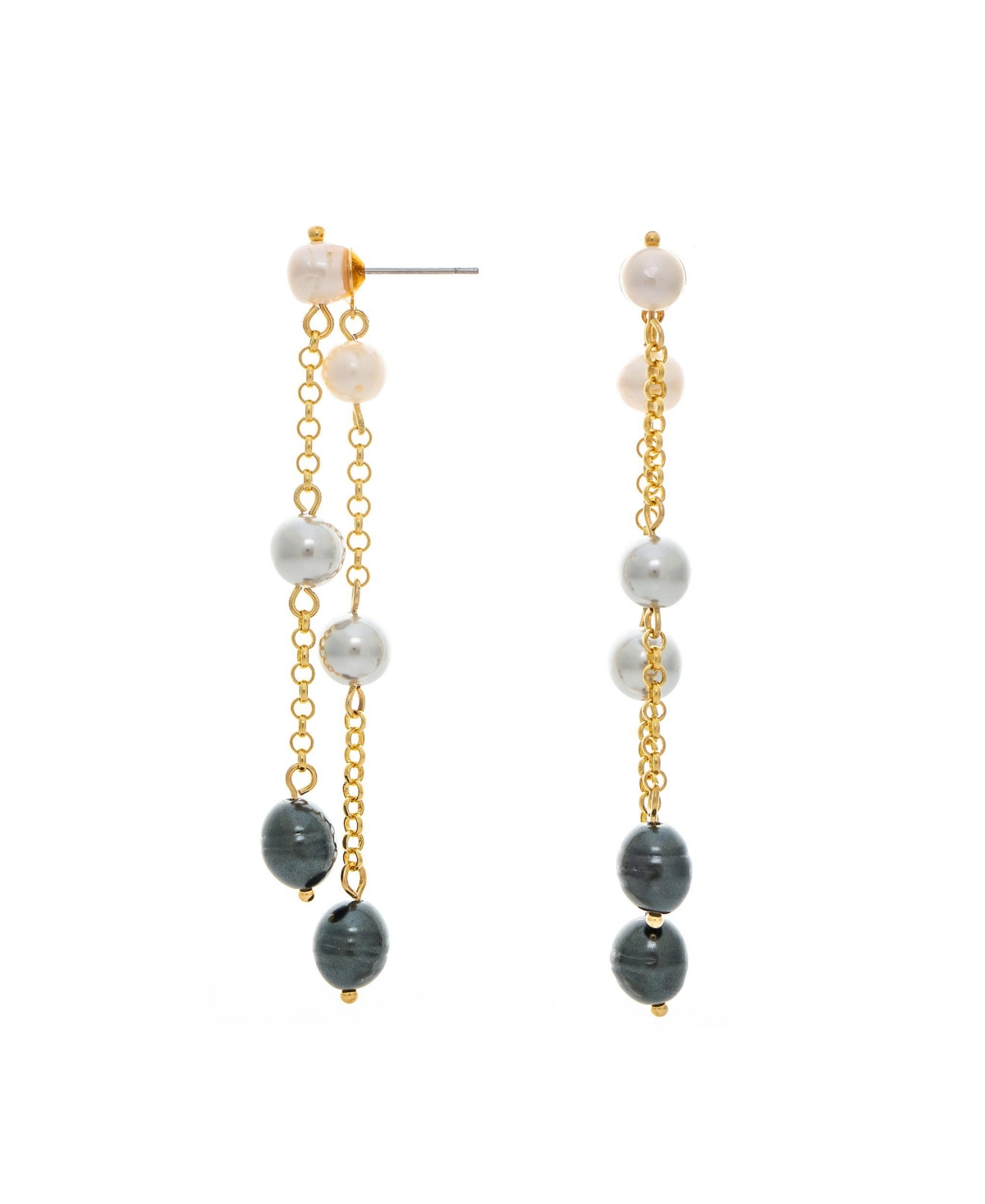 Click here for Pearl Linear Drop Statement Earrings in Mixed Gray... prices