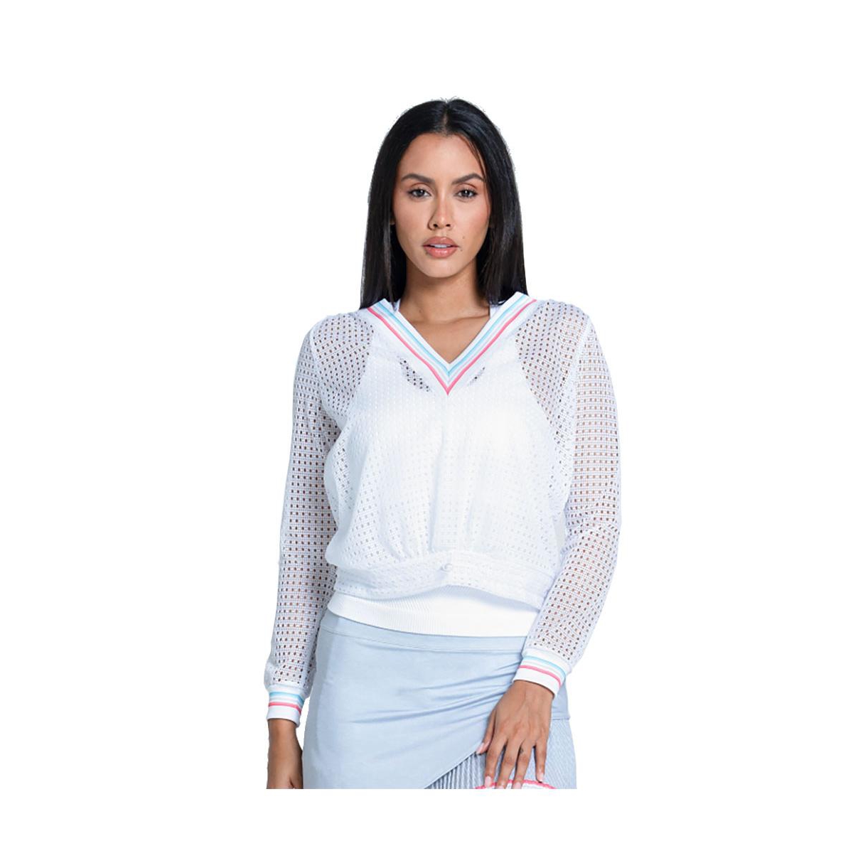 Click here for Lucky In Love Retro Stripe Womens Tennis Pullover... prices