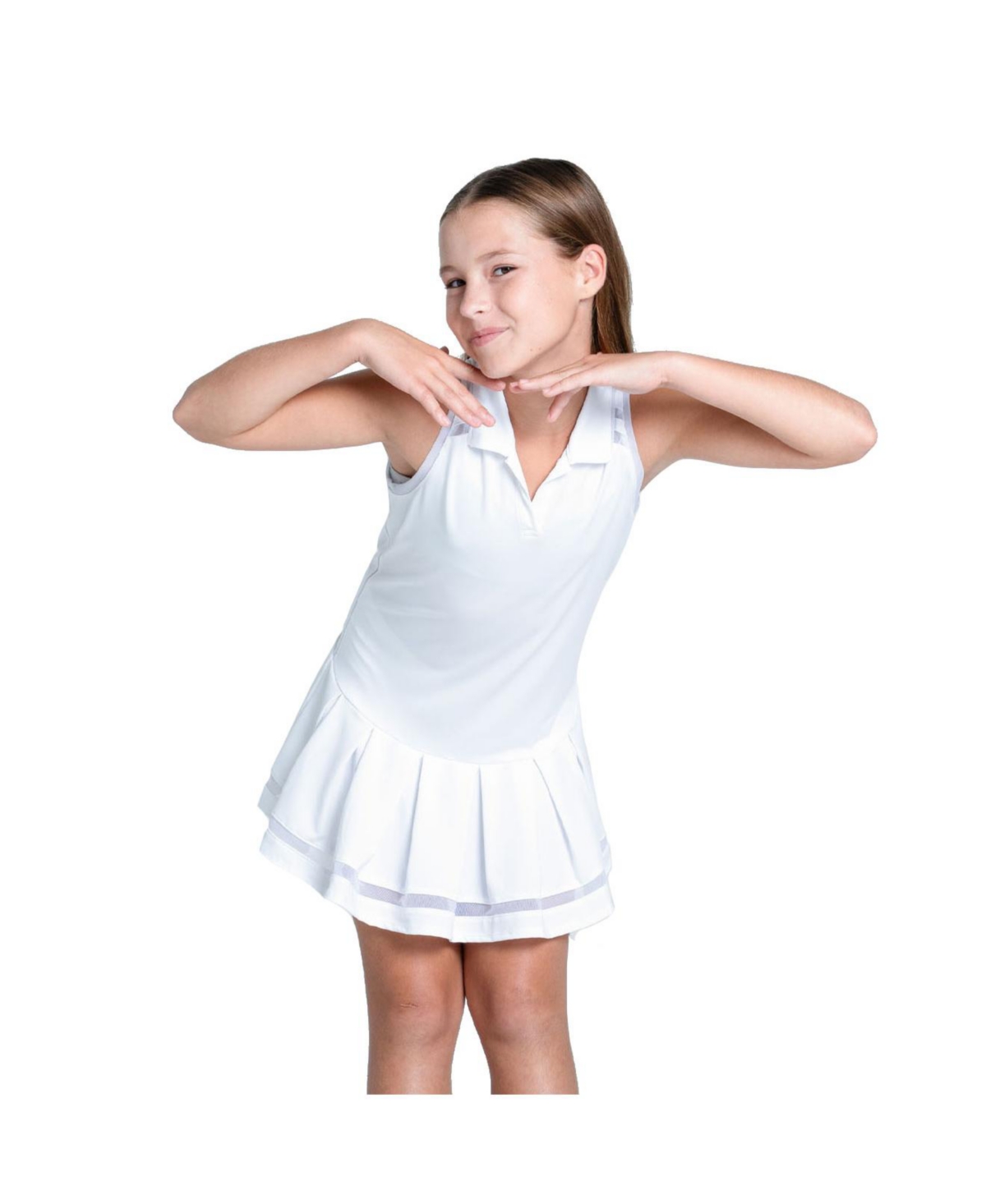 Click here for Lucky In Love Girls Its a Win Golf Dress - White prices