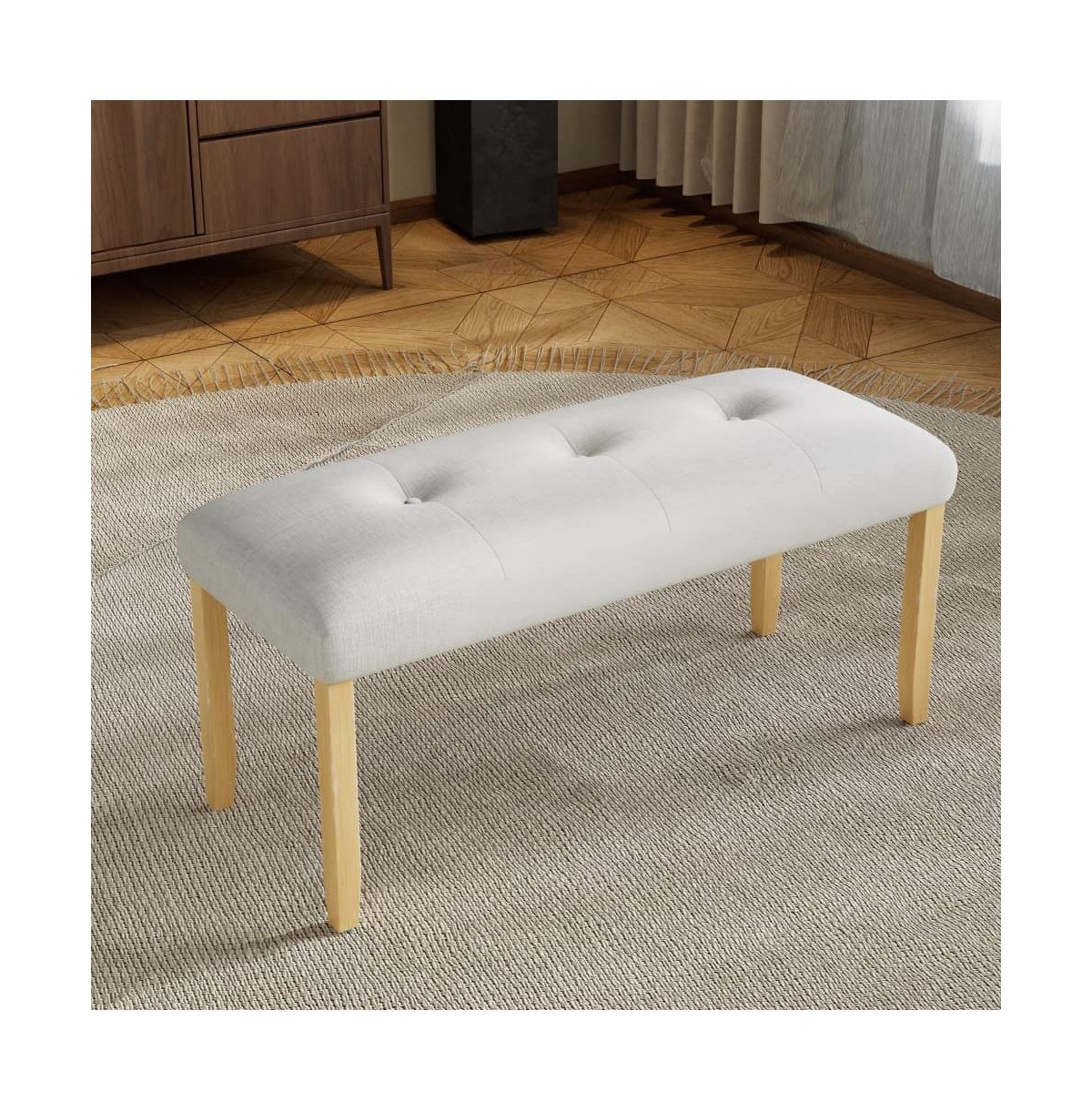 Click here for The Pop Home Linen Upholstered Tufted Bench  40&#x... prices