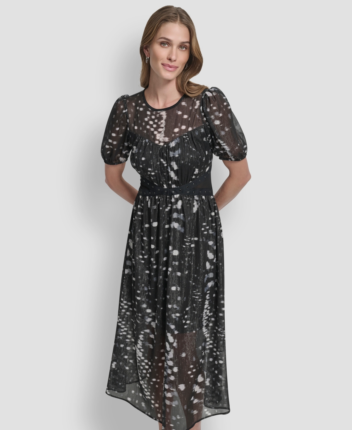 Click here for Dkny Womens Crinkle Detail Fit and Flare Midi Dres... prices