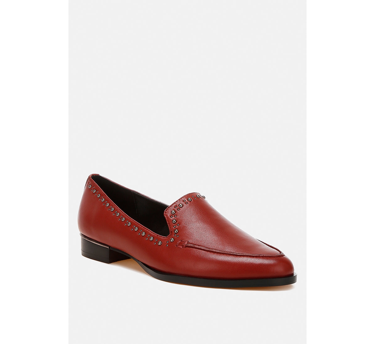 Click here for Wolferton Delicate Stud Detail Leather Loafers Wom... prices