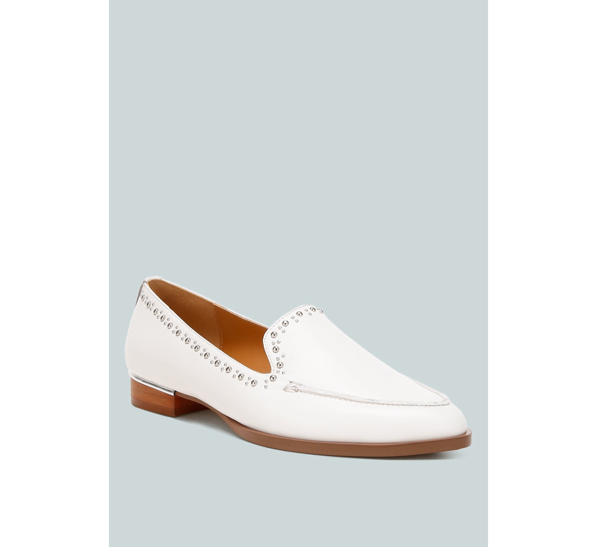 Click here for Wolferton Delicate Stud Detail Leather Loafers Wom... prices