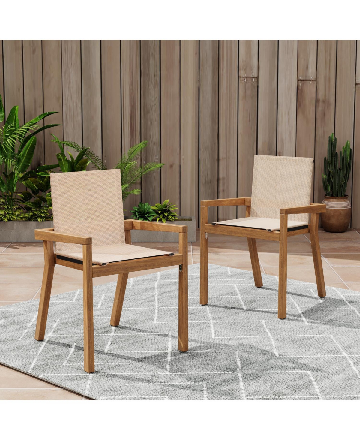 Click here for Streamdale Acacia Wood & Mesh Outdoor Dining Chair... prices