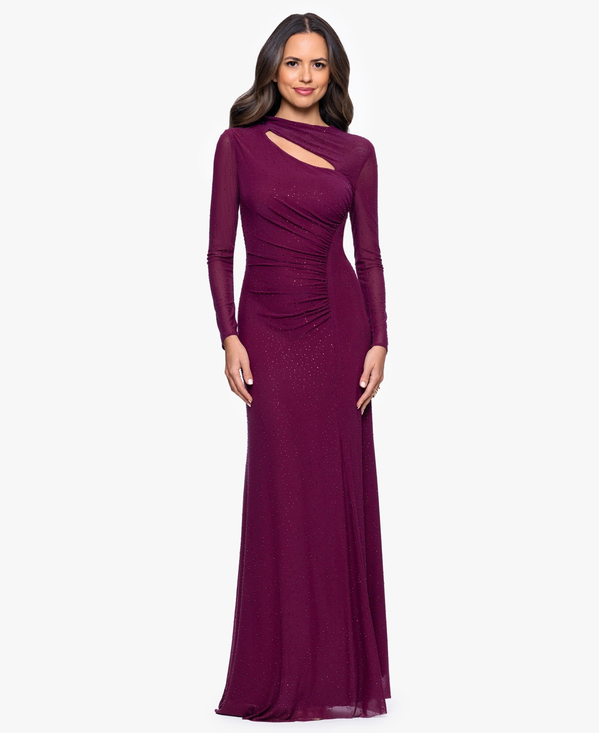 Click here for Betsy & Adam Petite Mock Neck Crinkle Detail Dress... prices