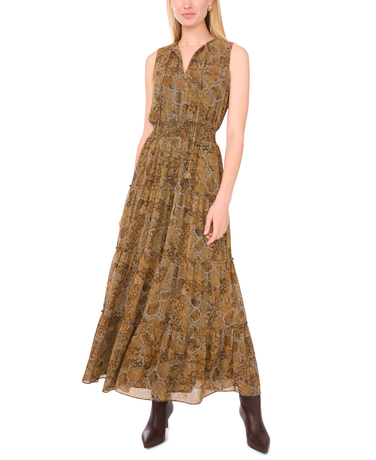 Click here for 1.state Womens Tie Neck Tiered Sleeveless Dress -... prices