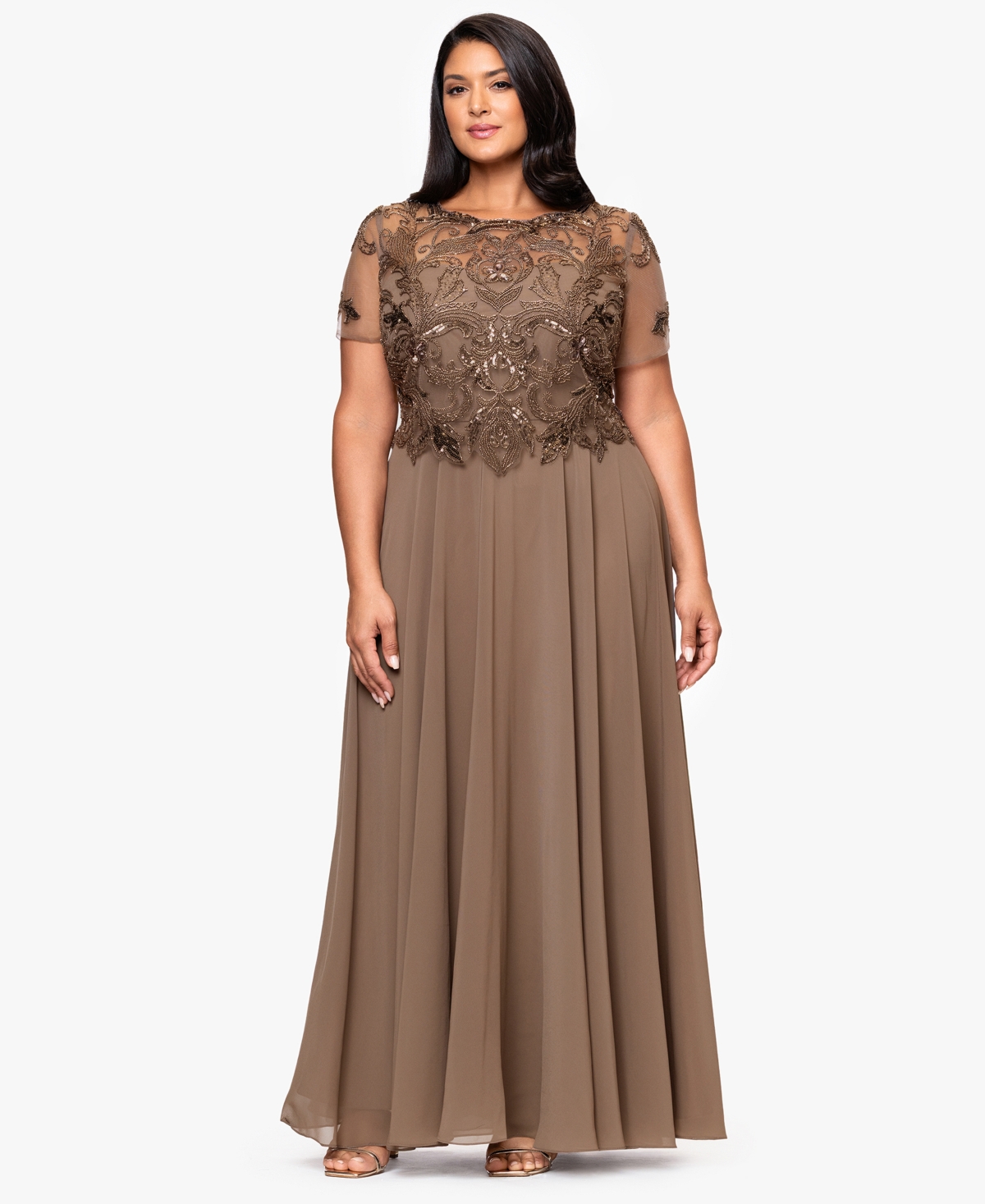 Click here for Xscape Plus Size Bead Detail A-line Maxi Dress - M... prices