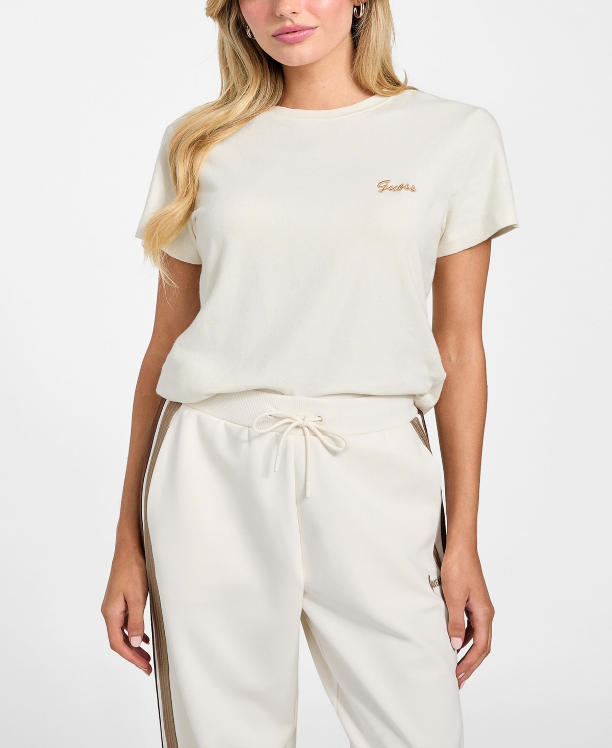 Click here for Guess Womens Alba Short Sleeves T-Shirt - Neige Wh... prices