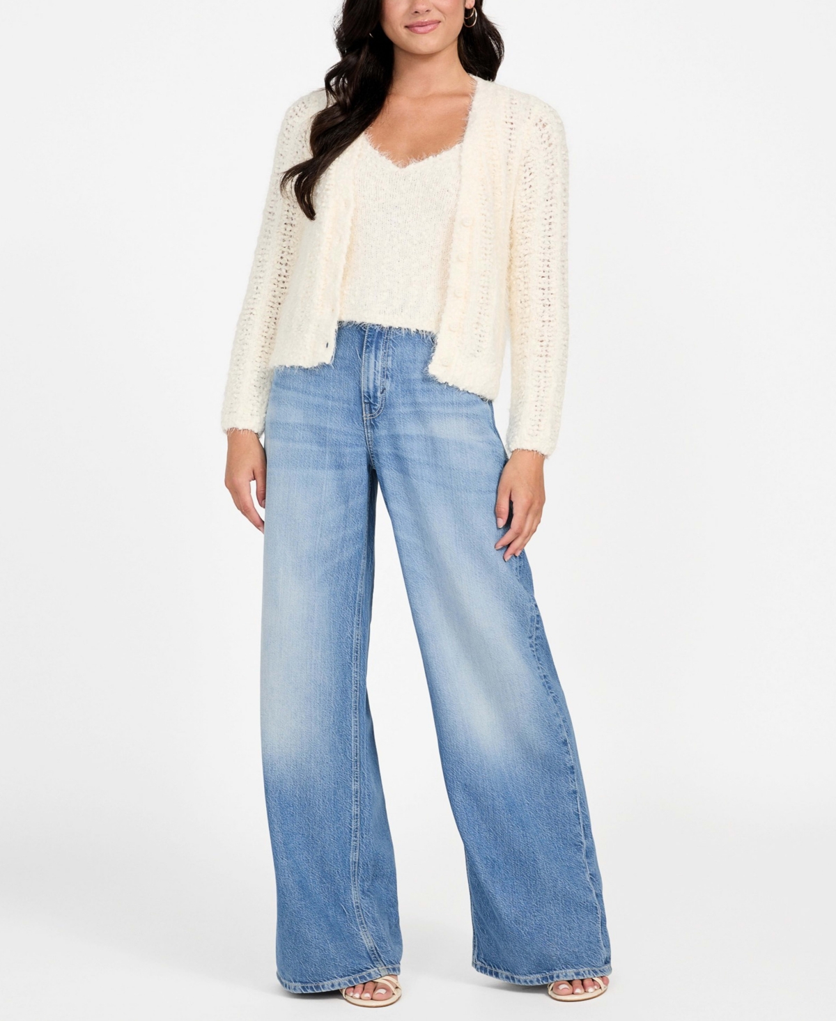 Click here for Guess Womens Bea Open Stitch Long Sleeve Cardigan... prices