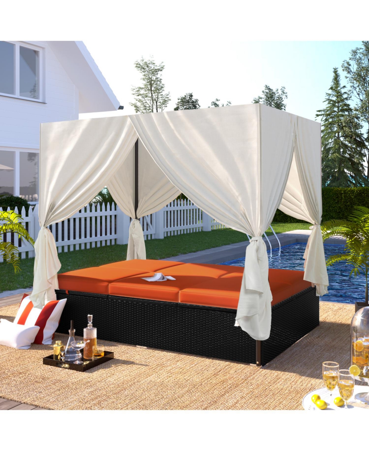 Click here for Streamdale Furniture Outdoor Patio Wicker Sunbed D... prices