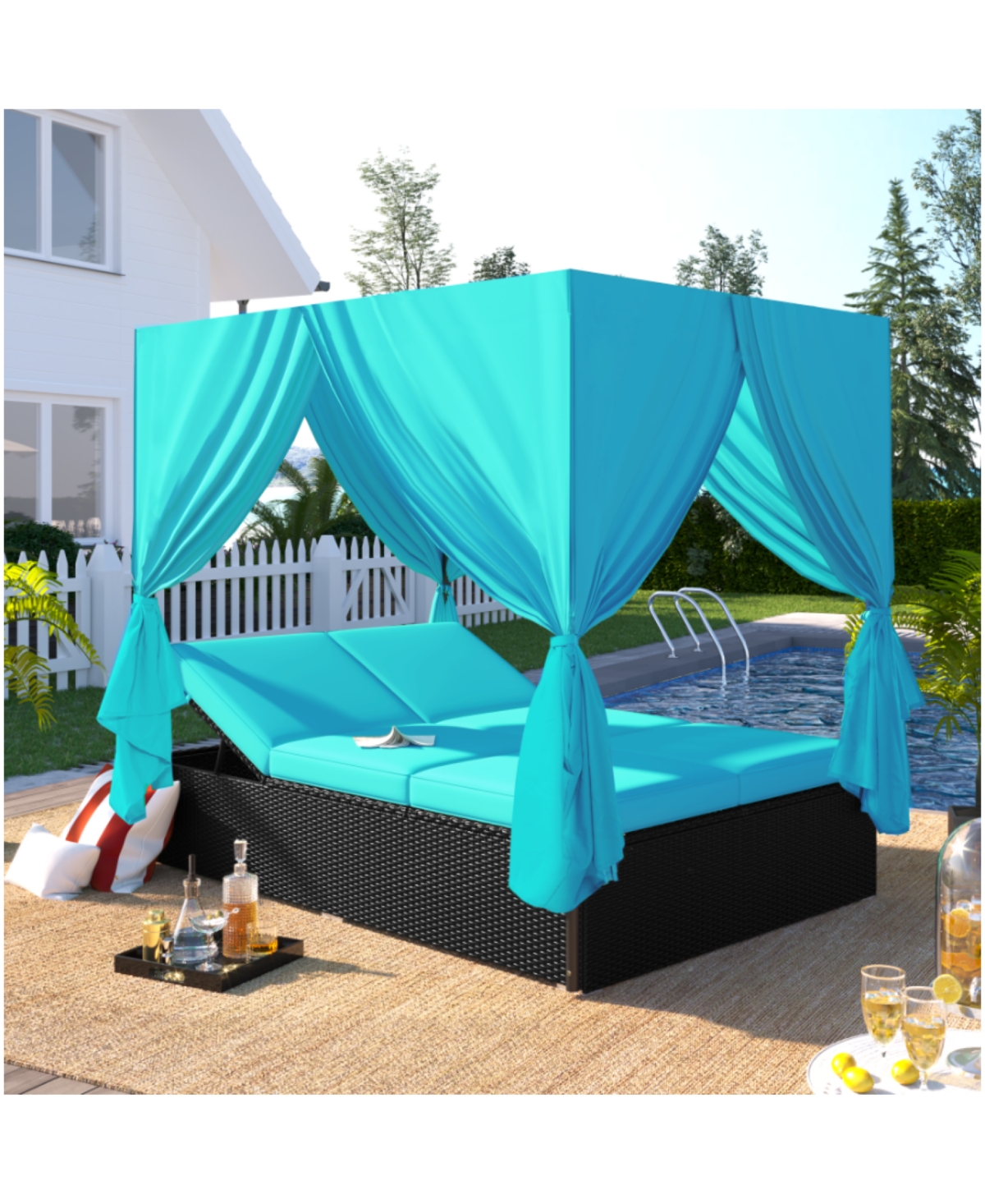 Click here for Streamdale Furniture Outdoor Patio Wicker Sunbed D... prices