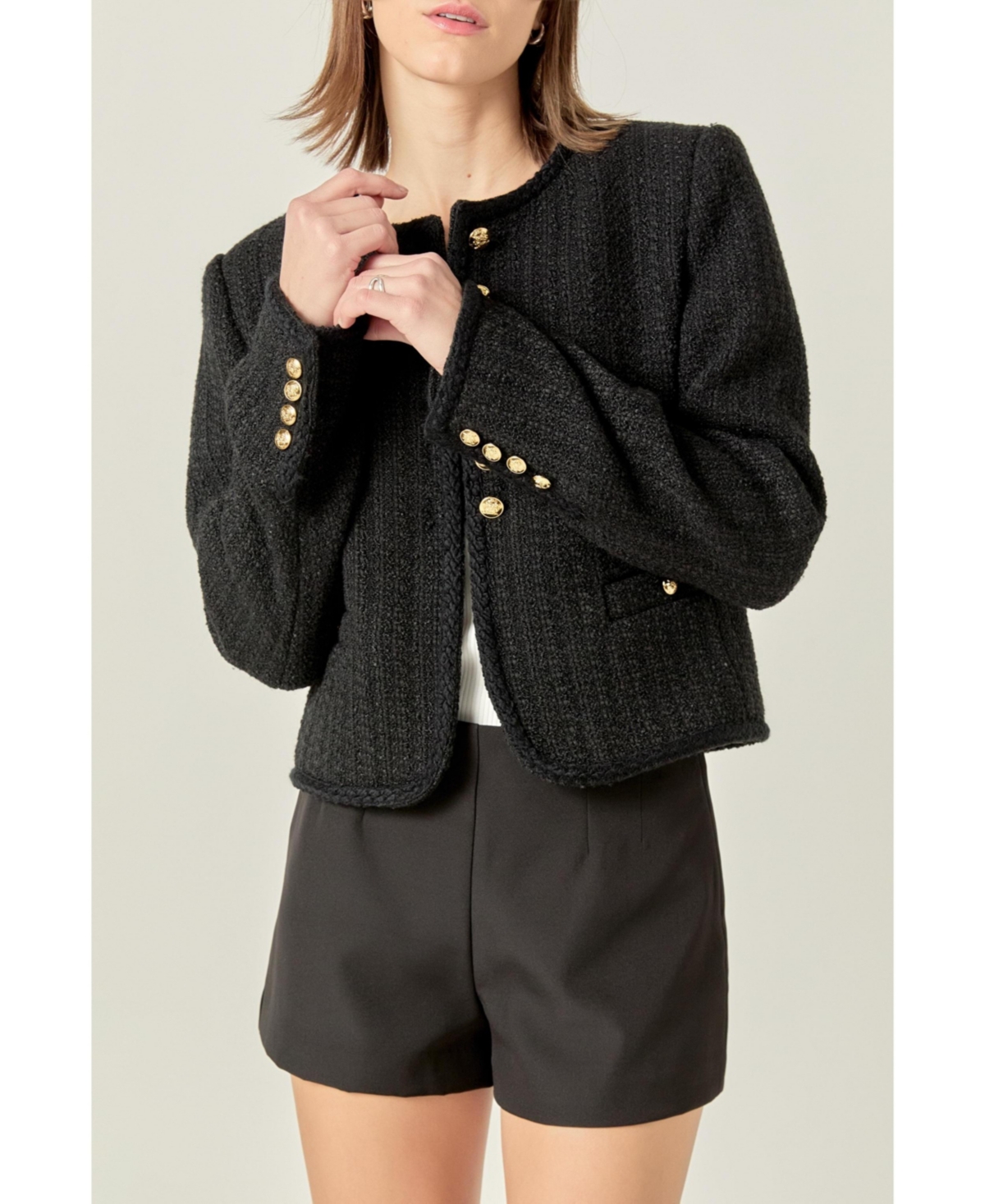Click here for English Factory Womens Tweed Rounded Bottom Hem Ja... prices