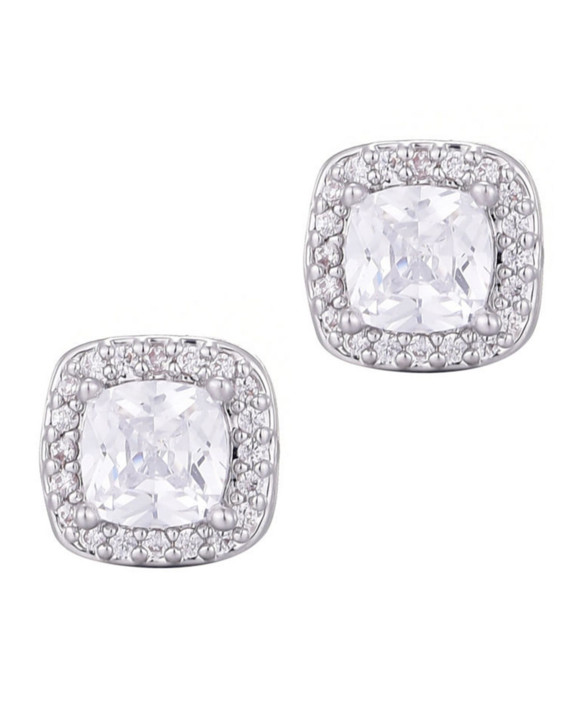 Click here for Adornia Silver Cubic Zirconia Cushion Halo Stud Ea... prices