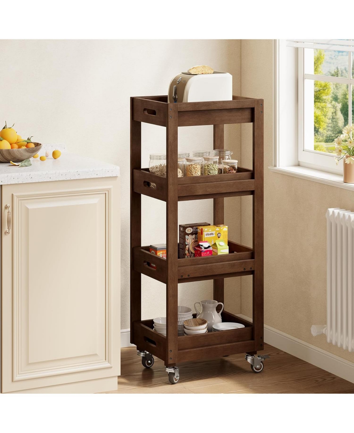 Click here for Tribesigns 4-Tier Slim Kitchen Rolling Cart with W... prices