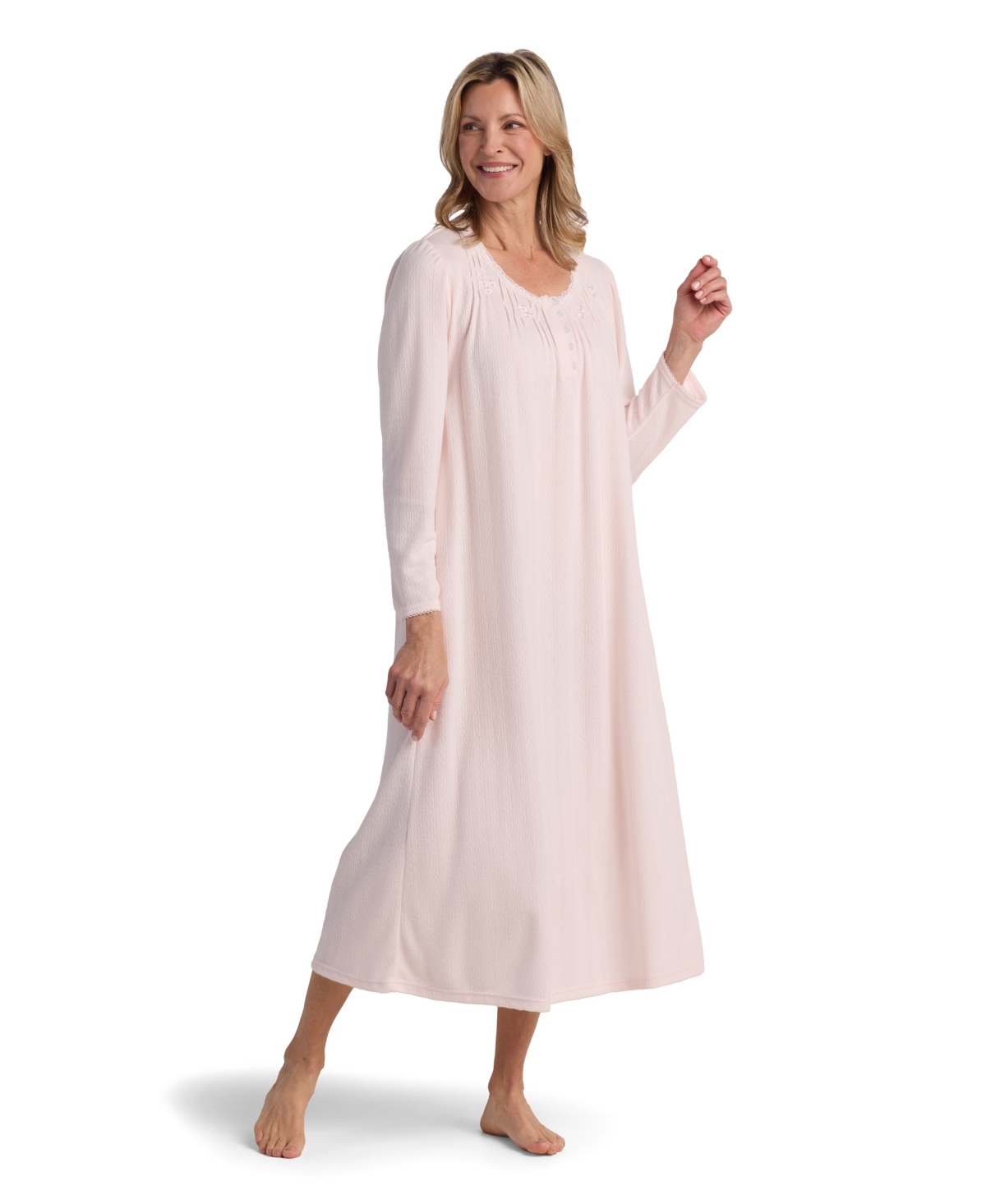 Click here for Miss Elaine Womens Embroidered Long Gown - Peach prices