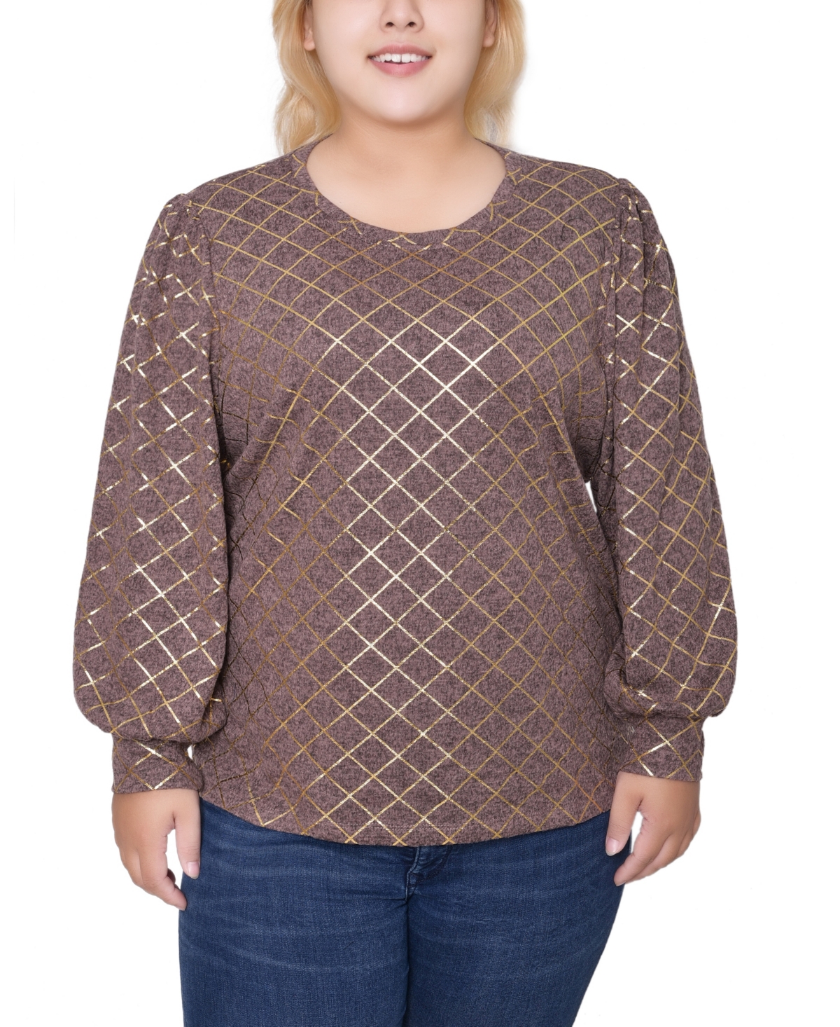 Click here for Ny Collection Plus Size Bishop Sleeve Pullover Top... prices